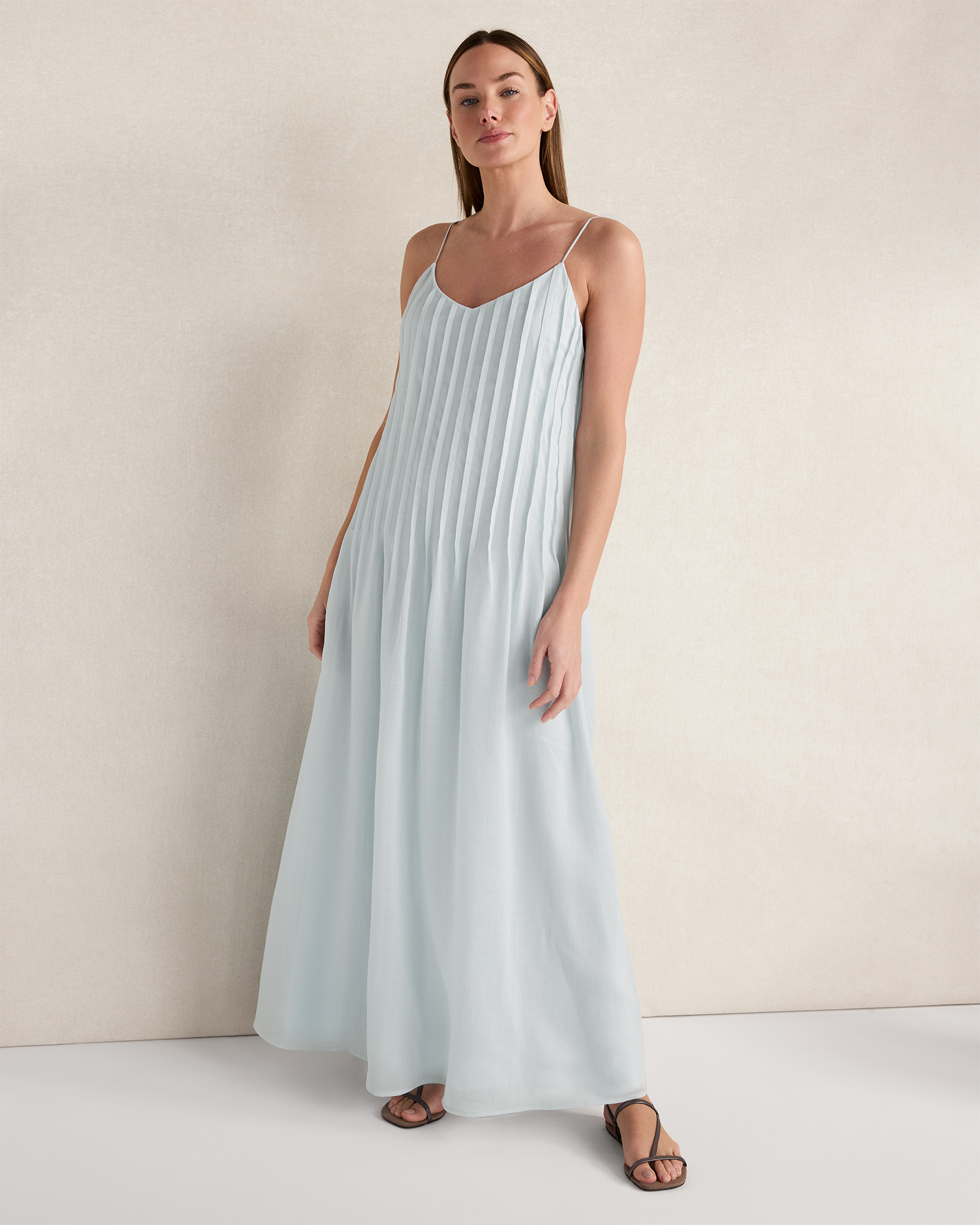 HAVEN WELL WITHIN Haven Well Within Ramie Blend Pintuck Maxi Dress